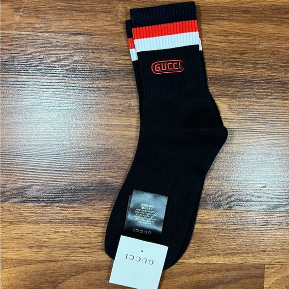 Gucci | Accessories | Gucci Mens Sock Black Red White Pls Read Below ...